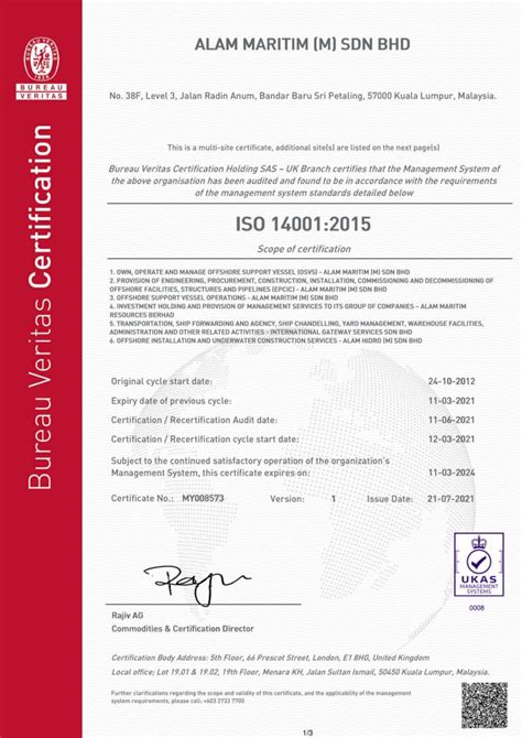 Ims Certification Alam Maritim Resources Berhad