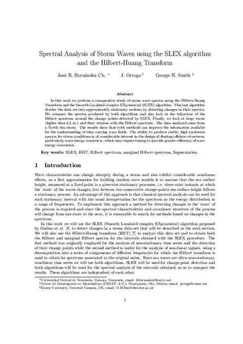 Pdf Spectral Analysis Of Storm Waves Using The Slex Algorithm And The