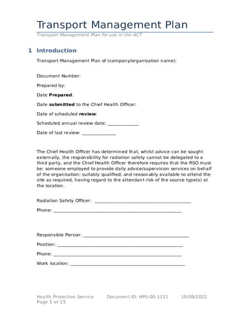 Transportation Management Plan Project Level Guidance Doc Template
