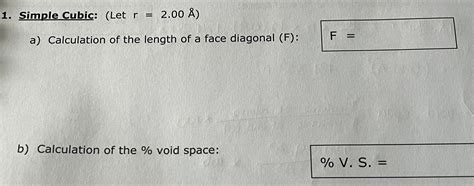 Solved 1 Simple Cubic Let R200a˚ A Calculation Of