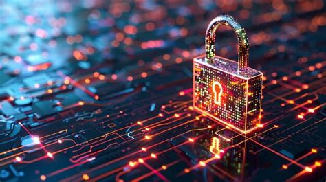 Premium Photo Holographic Data Lock With Rotating Encryption Symbols