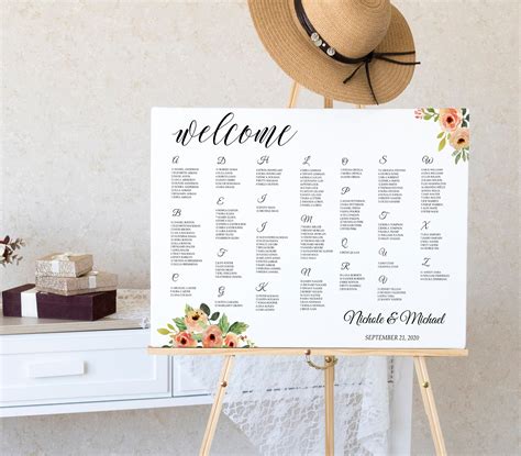 Wedding Seating Chart Alphabetical Wedding Seat Chart Etsy