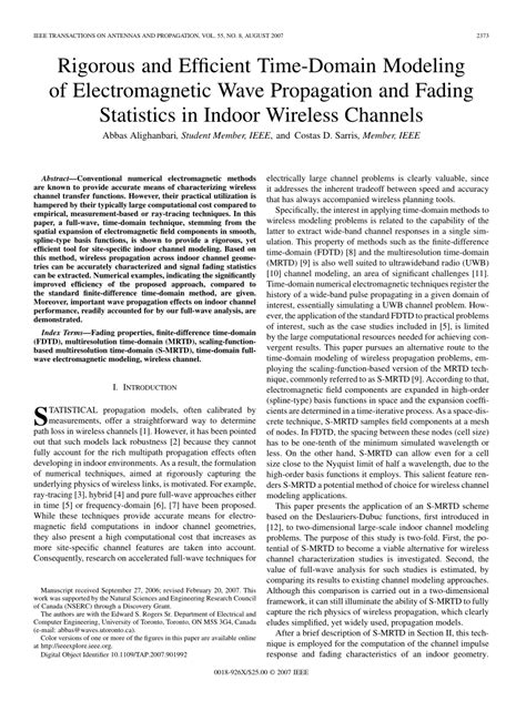 Pdf Rigorous And Efficient Time Domain Modeling Of Electromagnetic Wave Propagation And Fading