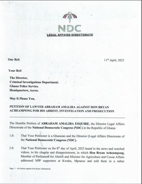 NDC Petitions CID IGP Over Bryan Acheampong S Comments MyJoyOnline