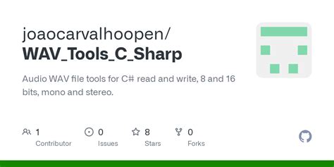 GitHub Joaocarvalhoopen WAV Tools C Sharp Audio WAV File Tools For