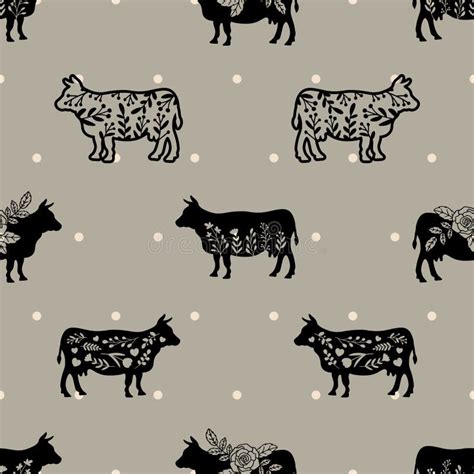 Seamless Repeating Pattern With Cute Cows Stock Illustration