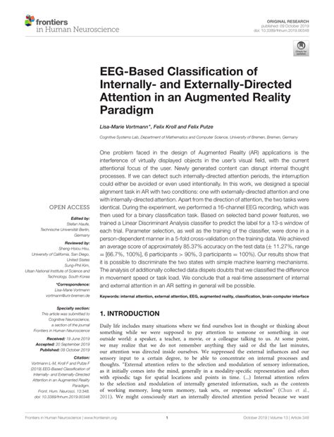Pdf Eeg Based Classification Of Internally And Externally Directed
