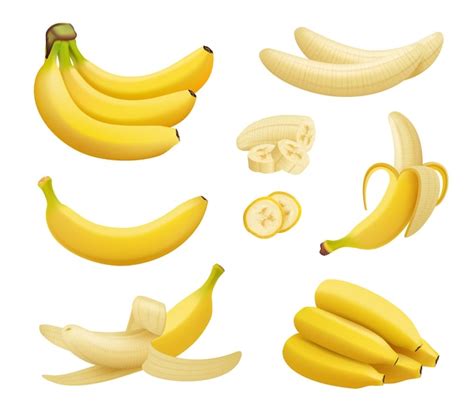 Premium Vector Bananas Realistic Exotic Tropical Yellow Fruits