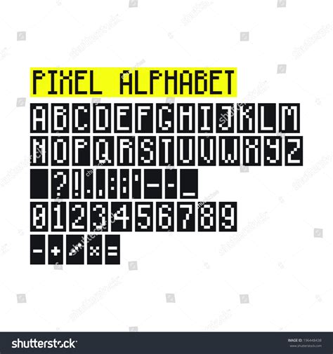 Pixel Art Alphabet Letters Numbers Punctuation เวกเตอรสตอก ปลอดคา