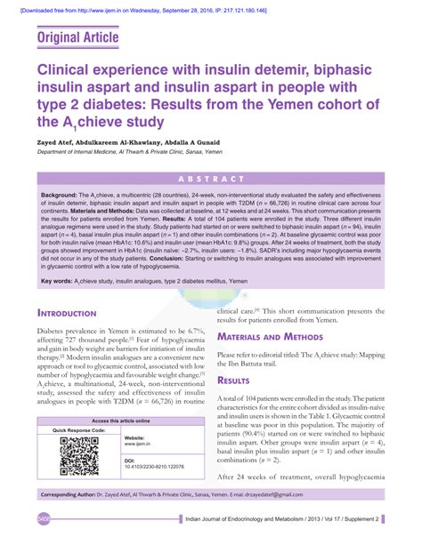 Pdf Clinical Experience With Insulin Detemir Biphasic Insulin Aspart