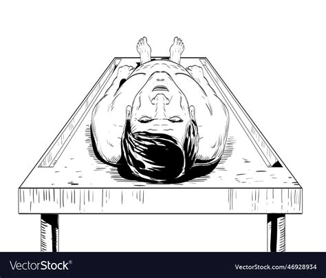 Male Dead Body On Autopsy Table In Forensic Vector Image