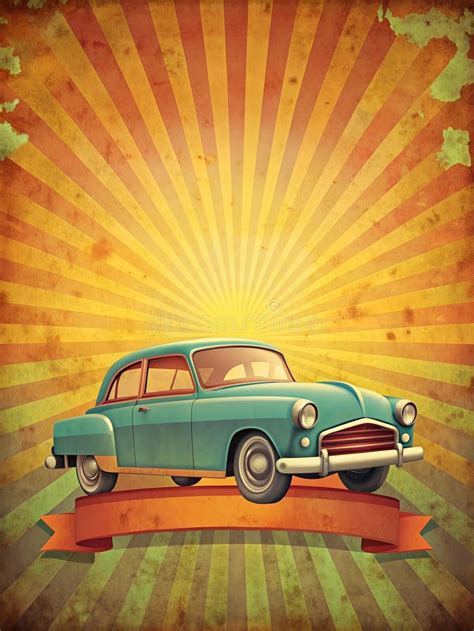 A Vintage Style Poster Of Classic Cars Stock Illustration