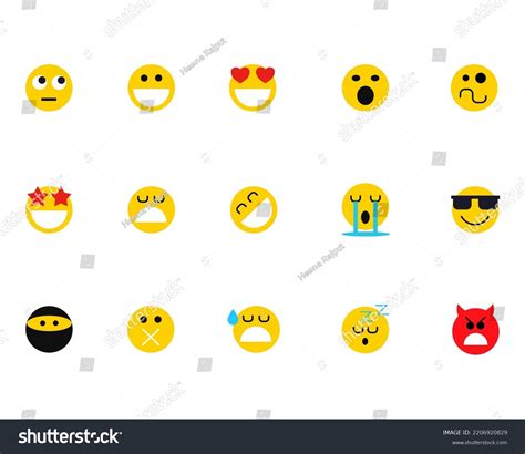 Set Emoticons Set Cute Emoji Icons Stock Vector Royalty Free