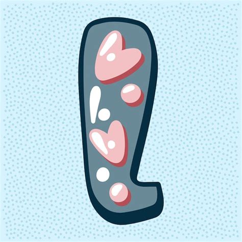 하트 텍스트 문자 L이 있는 버블 알파벳 사랑 프리미엄 벡터