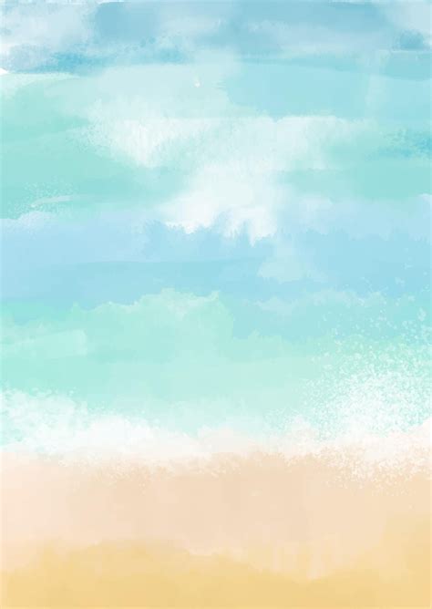 抽象的な手描きのビーチをテーマにした水彩画の背景 無料ベクトル素材