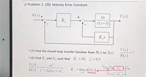 solved problem 2 [30] velocity error constant [1] find
