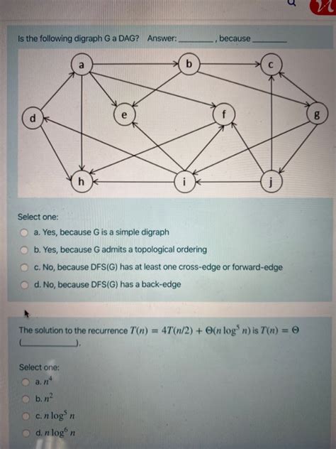 Solved UN Is The Following Digraph G A DAG Answer Chegg