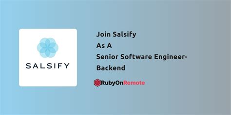 Work Remotely At Salsify As A Senior Software Engineer Backend Rrubyonremote