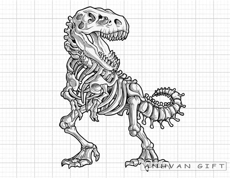 T Rex Skeleton Coloring Page All For One
