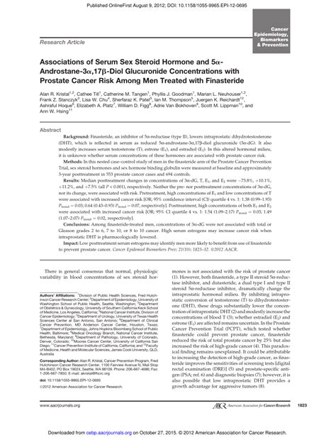 Pdf Associations Of Serum Sex Steroid Hormone And 5 Androstane 3 17