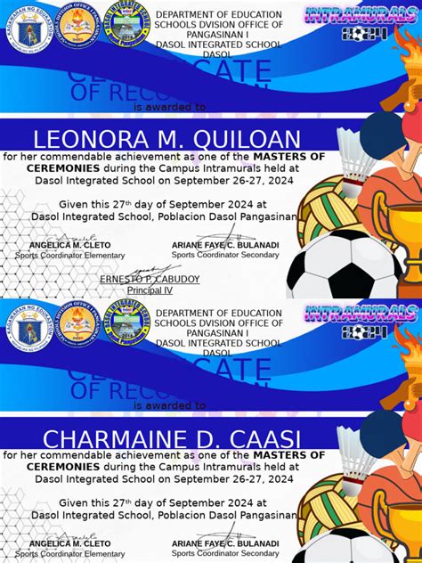 Certificate Coaches Intramurals Pdf Sports