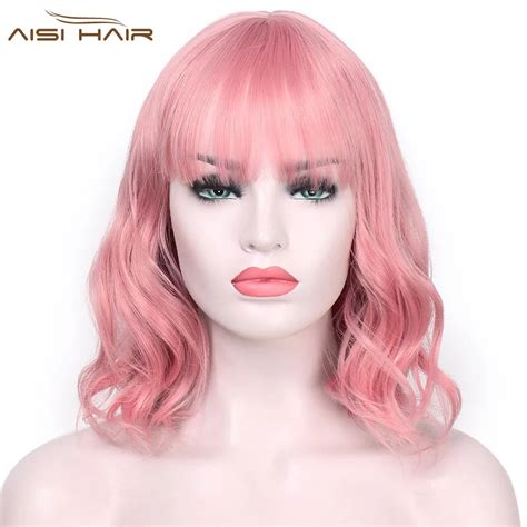 Is A Wig Synthetic Wigs For Women Pink Short Wig Aisi Hair 12 Long