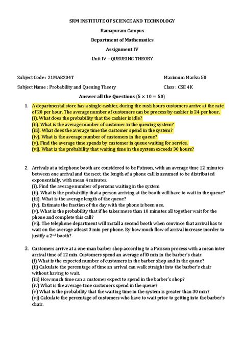 Assigment Unit Iv Assignment For Unit 4 Srm Institute Of Science And Technology Ramapuram