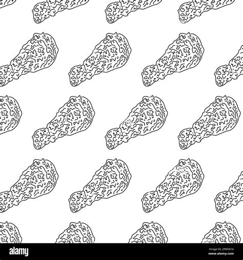 Chicken Fried Crispy Seamless Pattern Fast Food Menu Design Elements