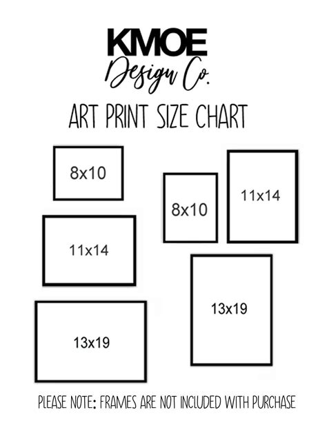 Art Print Sizes Chart Mozelle Burnett