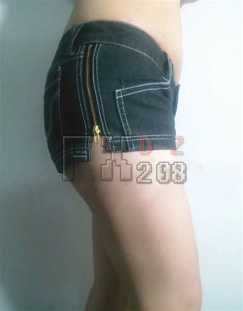 Buy Sexy Women High Cut Denim Booty Shorts Zipper Open