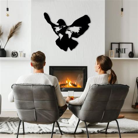 Настінний декор для дому Woodyard декоративне панно з дерева Карта світу птах стильний лофт