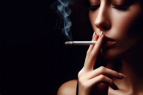 Closeup Of A Woman Smoking A Cigarette A Depiction Of Tobacco Use And