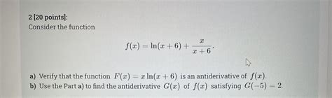 Solved 2 20 Points Consider The Function