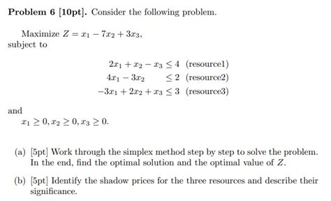 Solved Problem 6 10pt Consider The Following Problem Chegg
