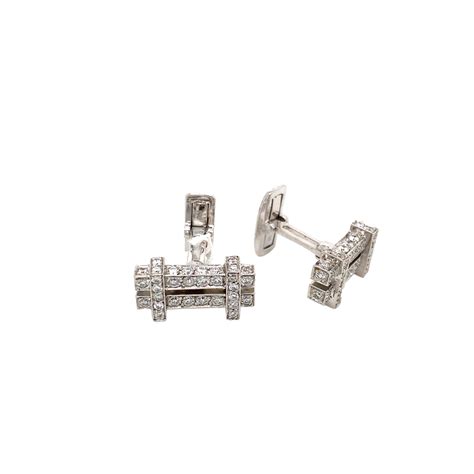18k White Gold Diamond Cufflinks Pink Diamond