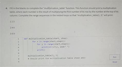 Solved Fill In The Blanks To Print The Numbers Through Chegg