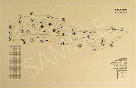 Lakeside Golf Club Outline Print Golfblueprints