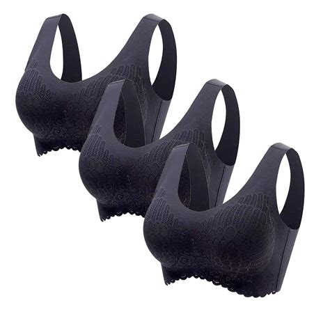 Naughtyhood 3 Pack Women Bra Lace Breathable Sexy Bra Wire Free