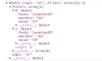 Jquery What Should The Kendo Grid Filter Object Look Like When
