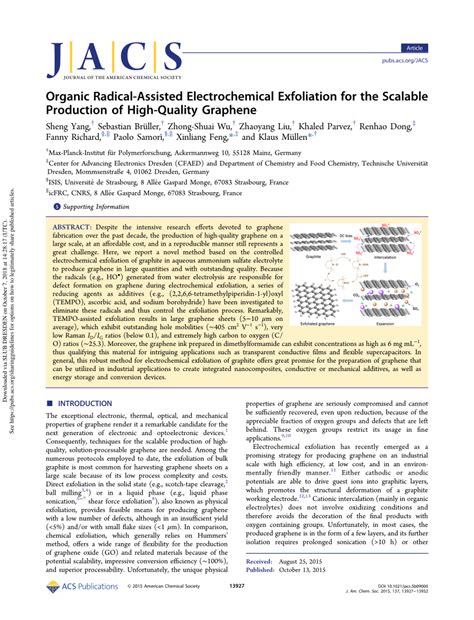 Pdf Organic Radical Assisted Electrochemical Exfoliation For The