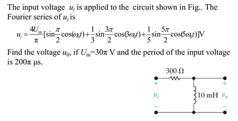 Solved The Input Voltage Ui Is Applied To The Circuit Shown