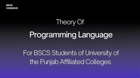 Sc 341 Introduction Theory Of Programming Languages Lecture 1