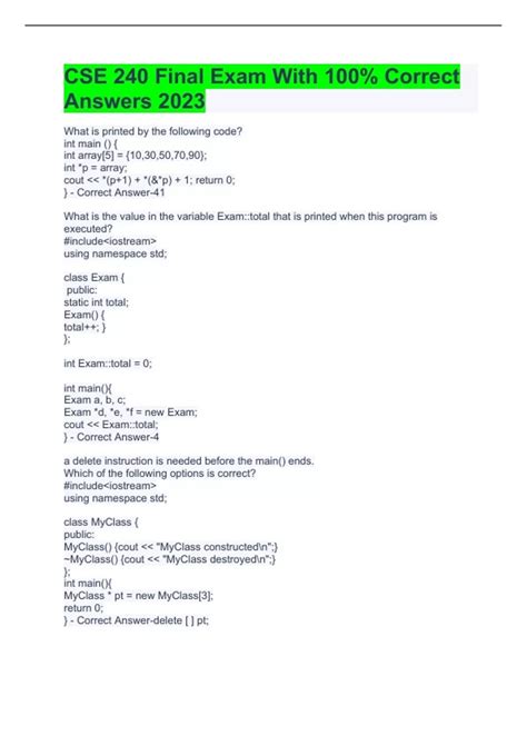 Cse 240 Final Exam With 100 Correct Answers 2023 Cse 240 Stuvia Us
