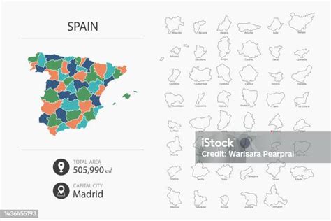 Carte De Lespagne Avec Carte Détaillée Du Pays Éléments Cartographiques