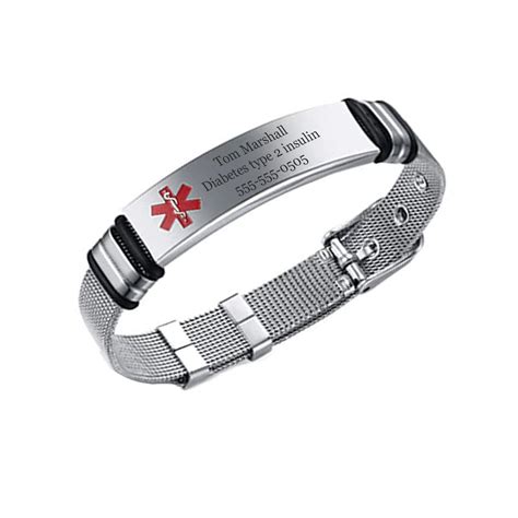 Laser Engraved Medical Id Bracelet With Customtext Health Etsy
