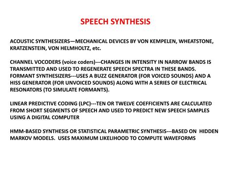 PPT SPEECH RECOGNITION ANALYSIS AND SYNTHESIS PowerPoint Presentation ID
