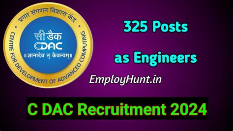 C Dac Recruitment 2024 325 Officer Engineer And Other Posts Employhunt