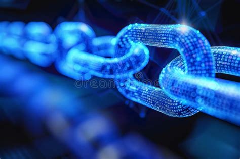 Digital Chain Representation Showcasing Advanced Blockchain Technology With Vibrant Blue Hues