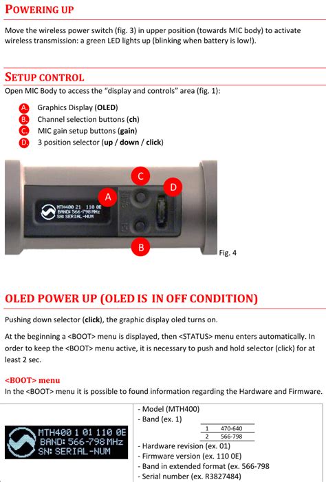Wisycom Mth400 Wideband Handheld Transmitter User Manual Mth400