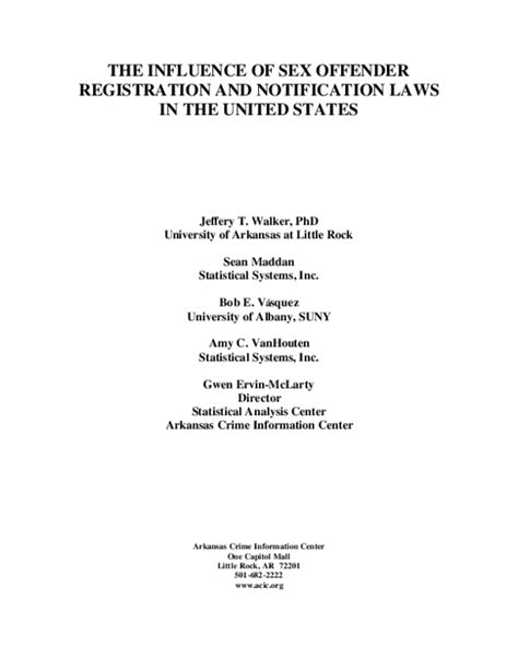 Pdf The Influence Of Sex Offender Registration And Notification Laws